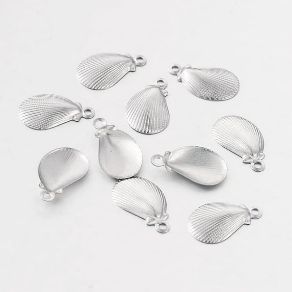 100 pc Shell 316 Surgical Stainless Steel Filigree Charms Stainless ...