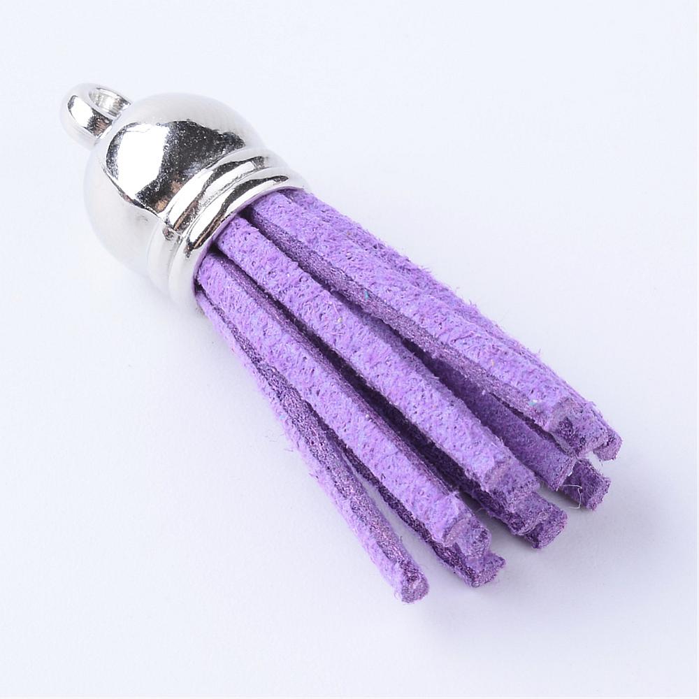 100 pc Suede Tassel Pendant Decorations with CCB Plastic Cord Ends ...