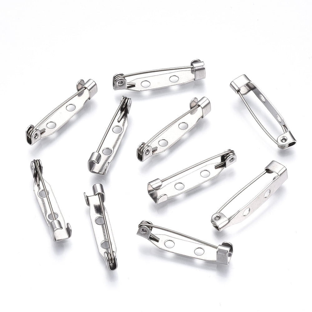 100 pc Tarnish Resistant 201 Stainless Steel Brooch Pin Back Safety ...