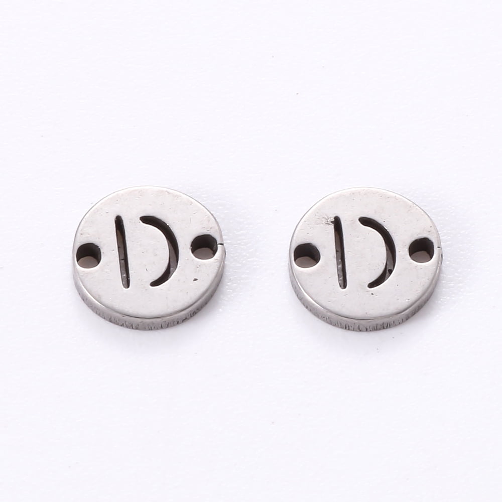 100 pc Tarnish Resistant 201 Stainless Steel Links Laser Cut Flat Round ...