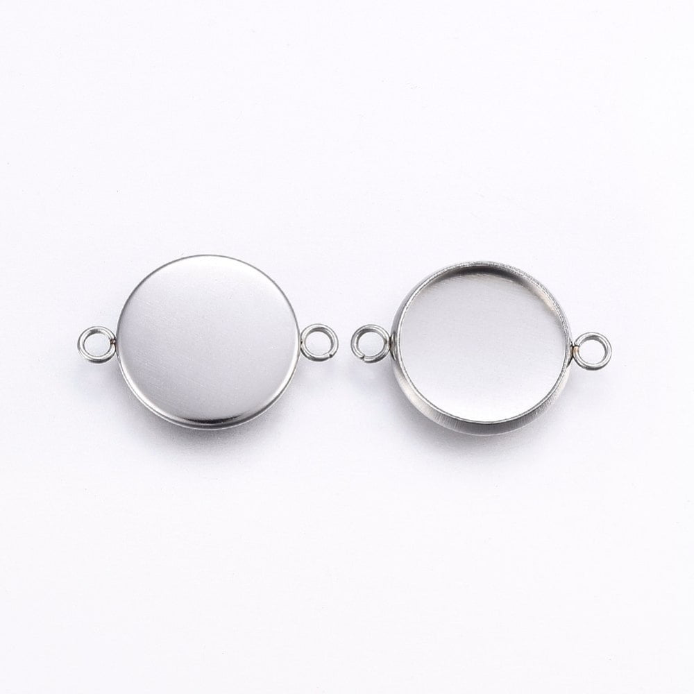 100 pc Resistant 304 Stainless Steel Cabochon Connector Settings Plain ...