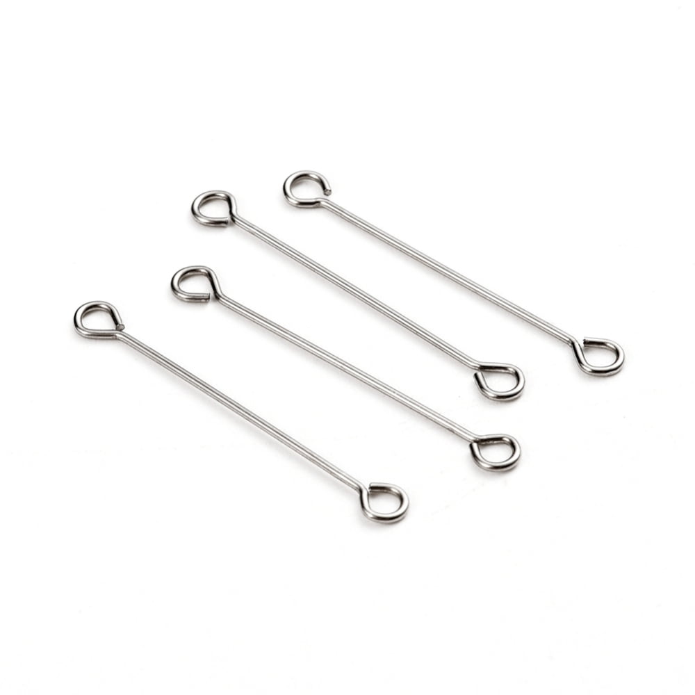 100 pc Tarnish Resistant 304 Stainless Steel Eye Pins Double Sided Eye ...
