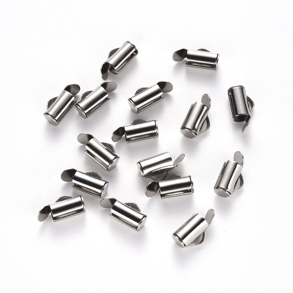 100 pc Tarnish Resistant 304 Stainless Steel Slide On End Clasp Tubes ...