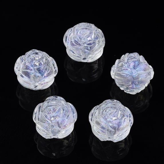 100 pc Transparent Acrylic Beads Glitter Powder Flower Clear 10x10x10mm ...