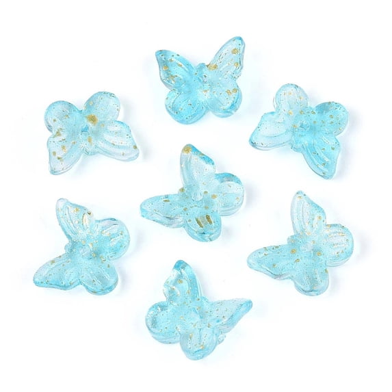 100 pc Transparent Spray Painted Glass Charms with Glitter Powder ...