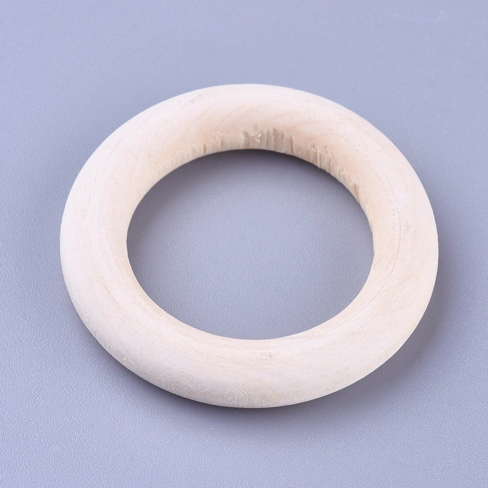 100 pc Unfinished Wood Linking Rings Macrame Wooden Rings Annular Khaki ...