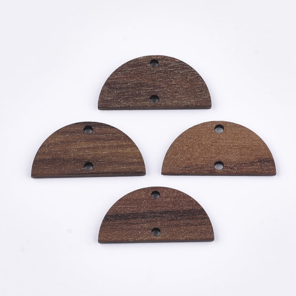 100 pc Walnut Wood Links connectors Half Round/Semicircle Saddle Brown ...