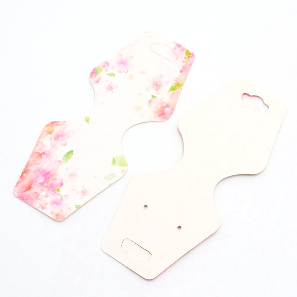 100 pc White Cardboard Necklace Display Cards Rectangle with Flower ...