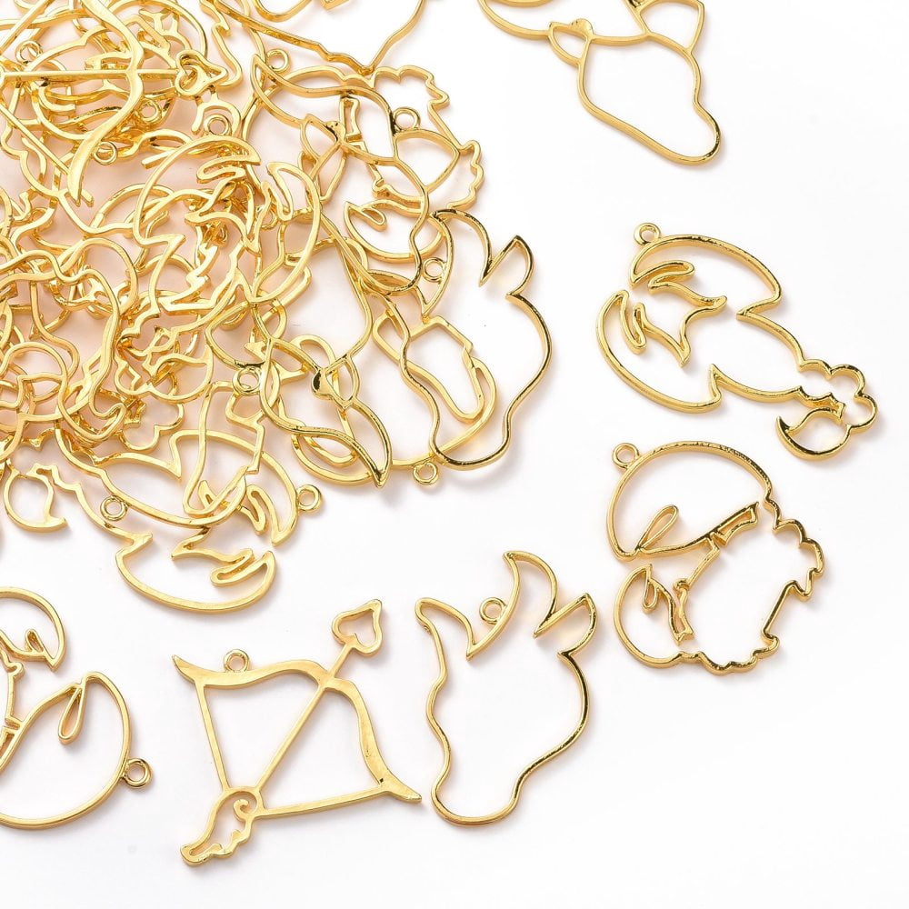 100 pc Zinc Alloy Open Back Bezel Pendants For DIY UV Resin Epoxy Resin ...