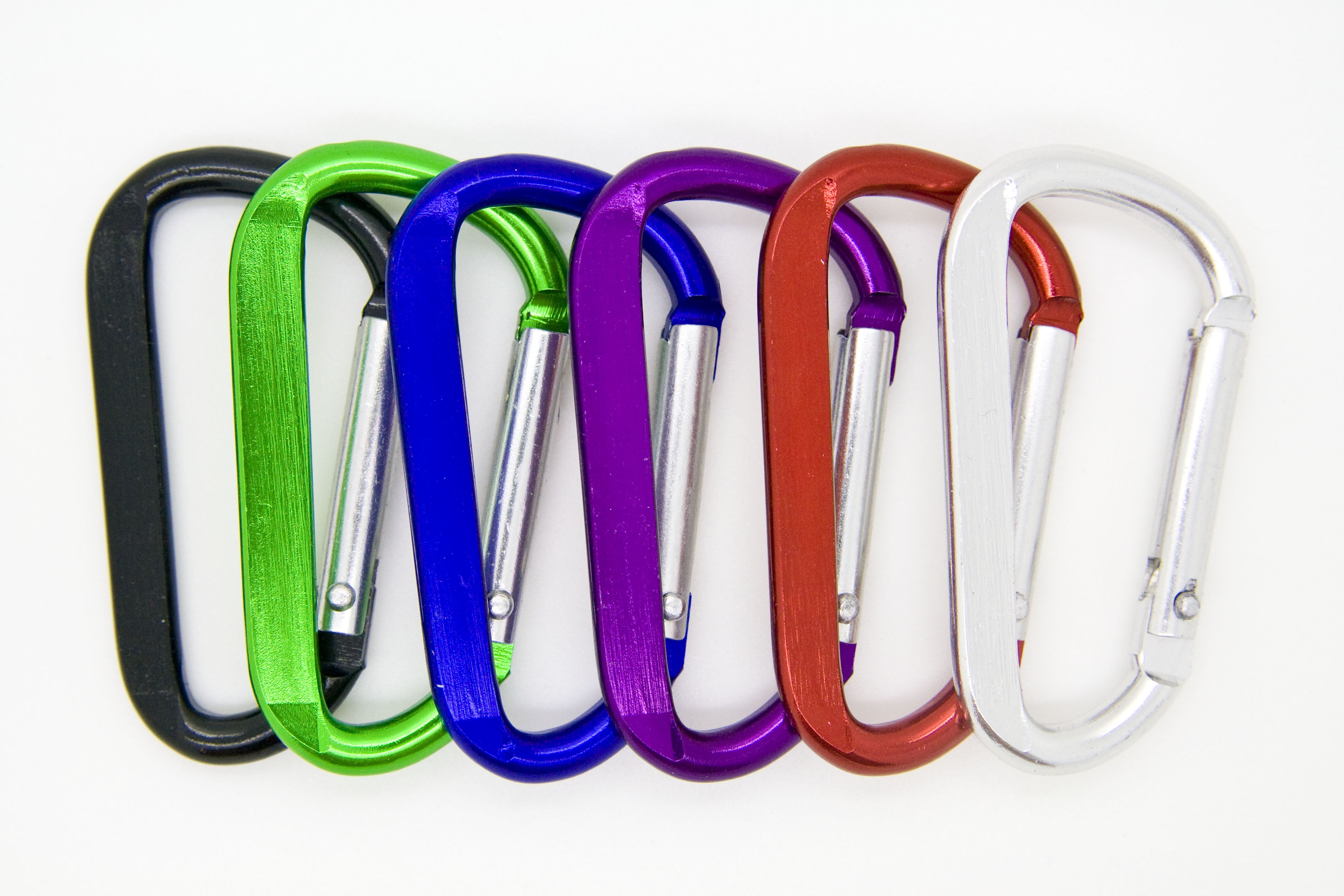 100 pcs - 2.25 inch Assorted Aluminum Carabiner D Shape Flat Edge ...