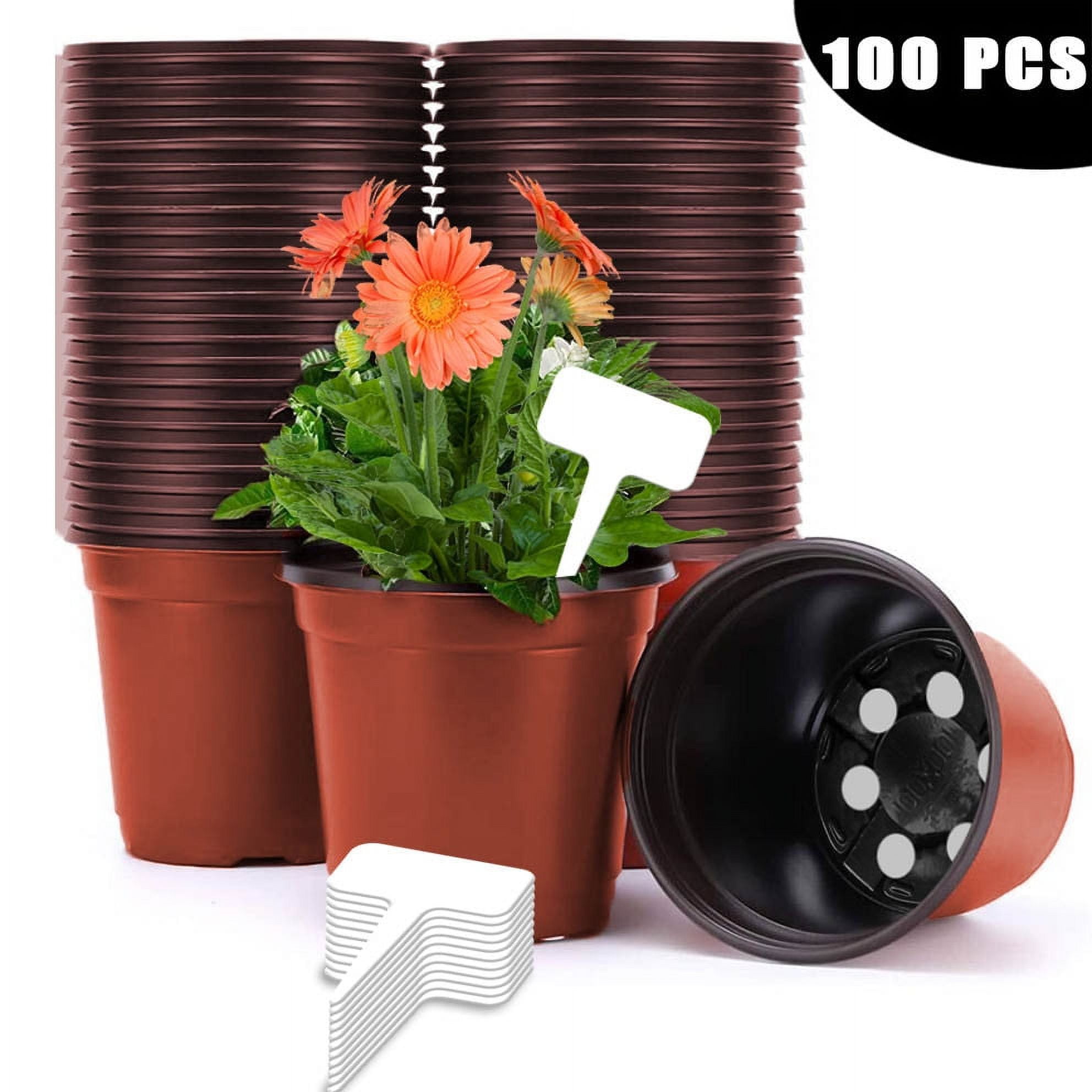 100 pcs 3.9"x3.5" Nursery Pots Plastic Seedlings Planter Round Seed ...