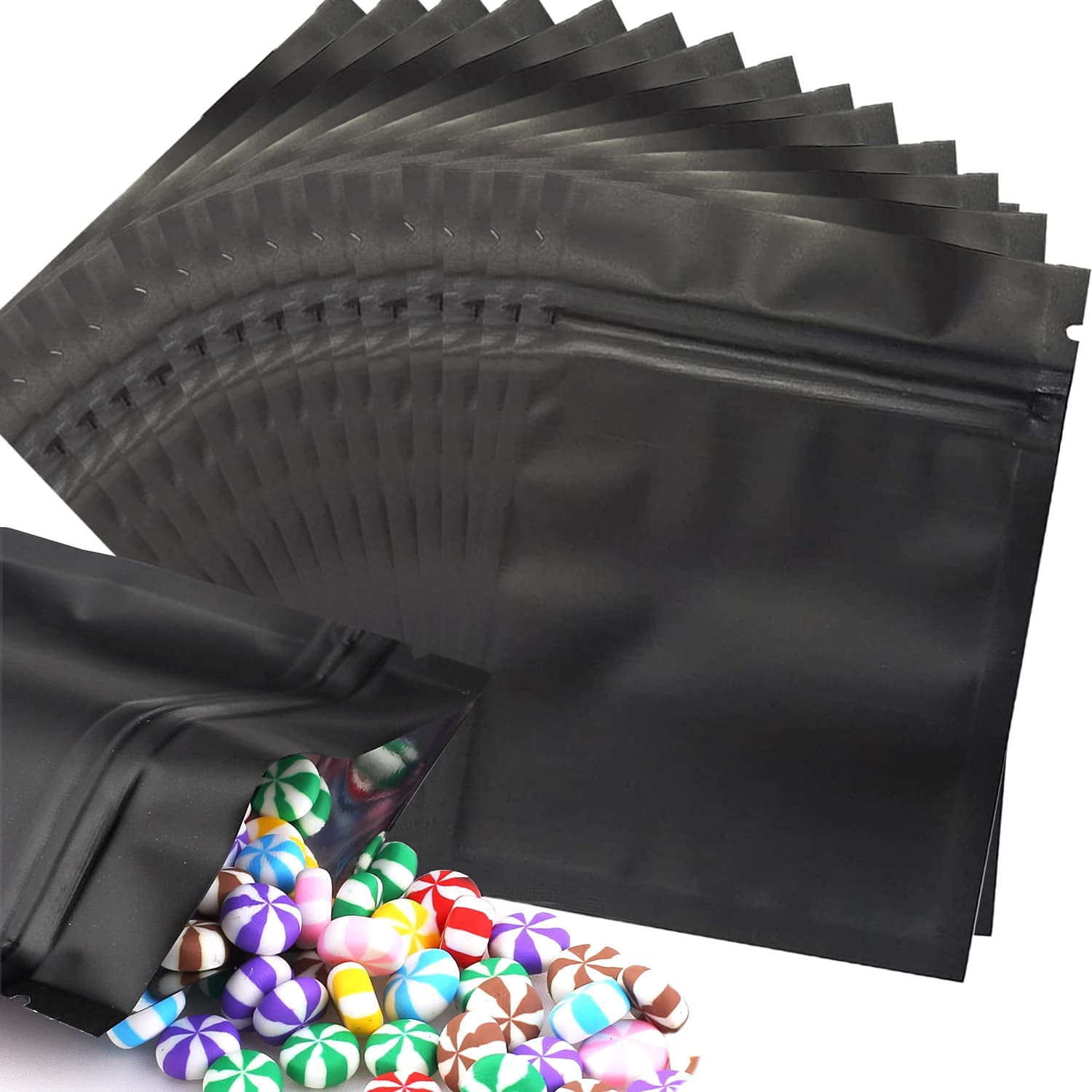 100 pcs 4X 6 inch Resealable Smell Proof Bags Mylar Bags Matte Black ...