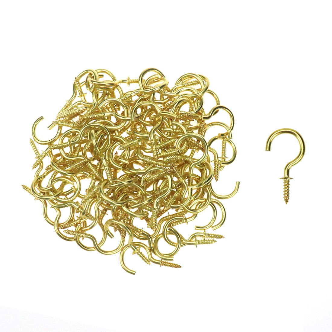 100 pcs 7/8 inch Brass Plate Ceiling Screw Hooks Hanging Screw-in ...