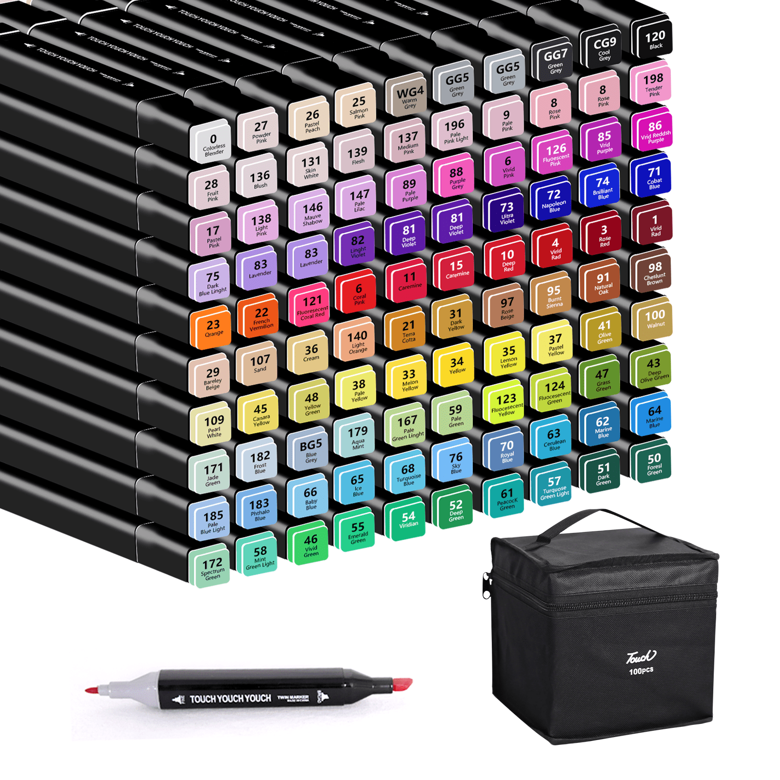 100 pcs Alcohol Markers Set, Double Ended Artist with Carrying Case ...