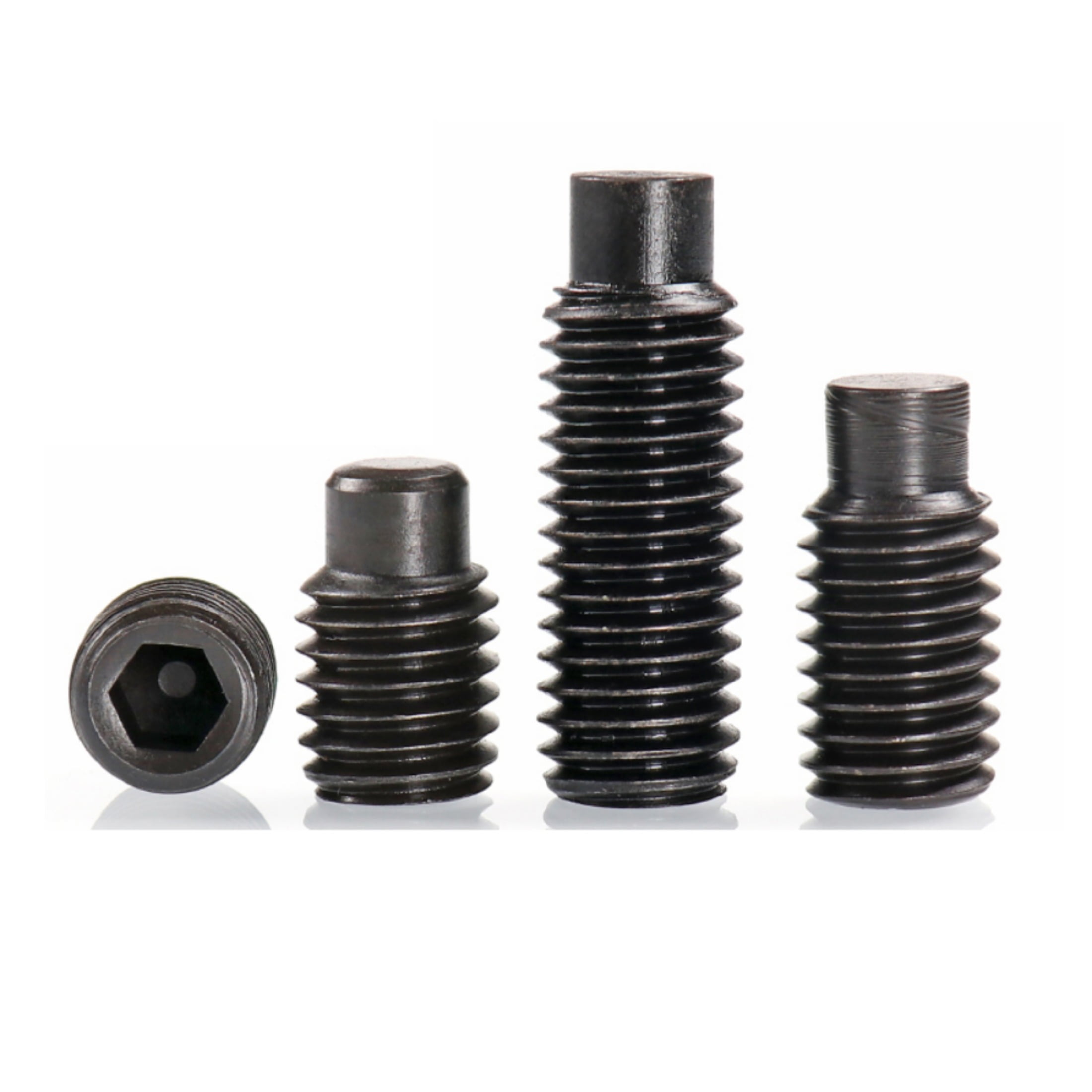 (100 pcs) Black Carbon Steel Male End Set Screw With Hexagon Socket ...