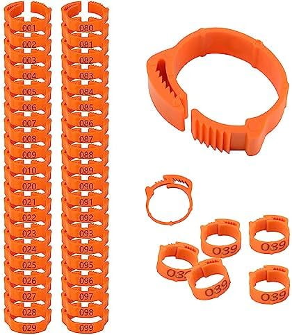 100 pcs Chicken Leg Rings, Numbered Tag Markers for Poultry-Bands Clip ...