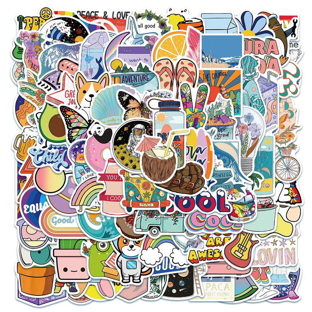 100 pcs Colorful #5 Stickers | Laptop Skateboard Decals | Waterproof ...