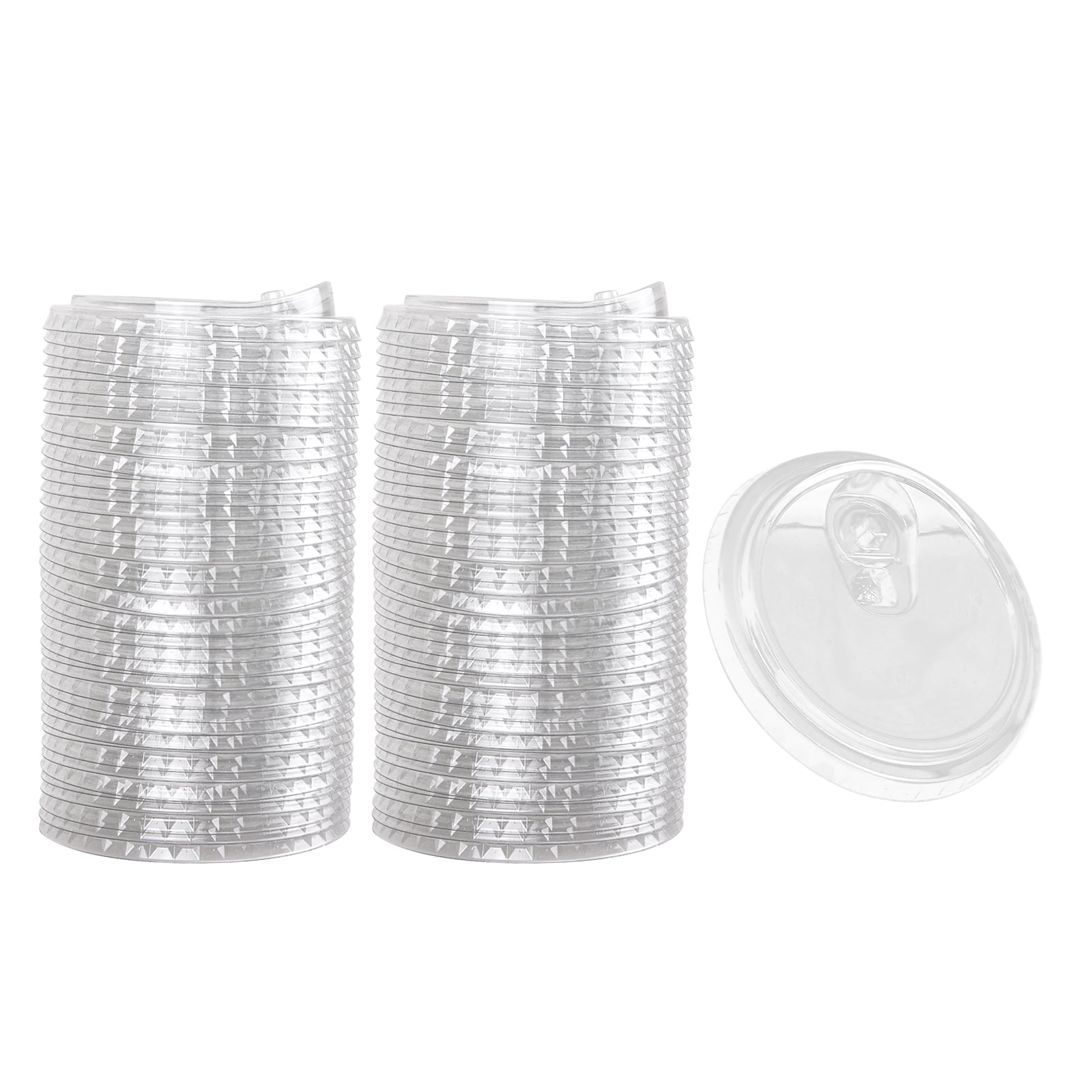 100 pcs Disposable Plastic Strawless Sipper Lid Clear Strawless Snap ...