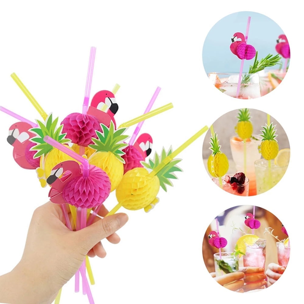 100 pcs Disposable Straws Fruit Straws Umbrella Straws Party Table ...