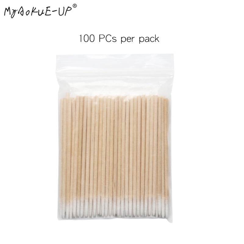 100 pcs Disposable Ultra-small Cotton Swab Lint Free Micro Brushes Wood ...