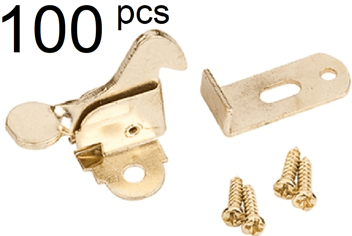 100 pcs Elbow Latch Cabinet Door- Window Catch Polished Brass with ...