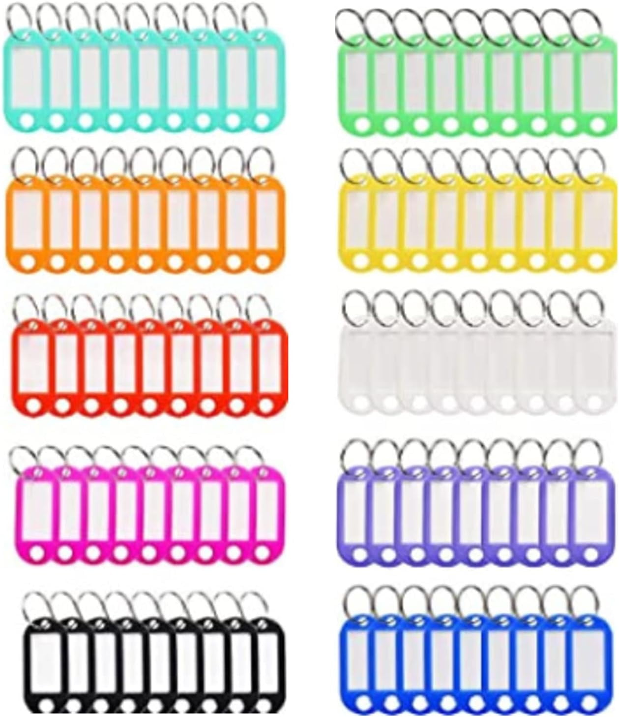 100 pcs Key Tags Pack of 10 Colours Key Tags Coloured Key Tags Plastic ...