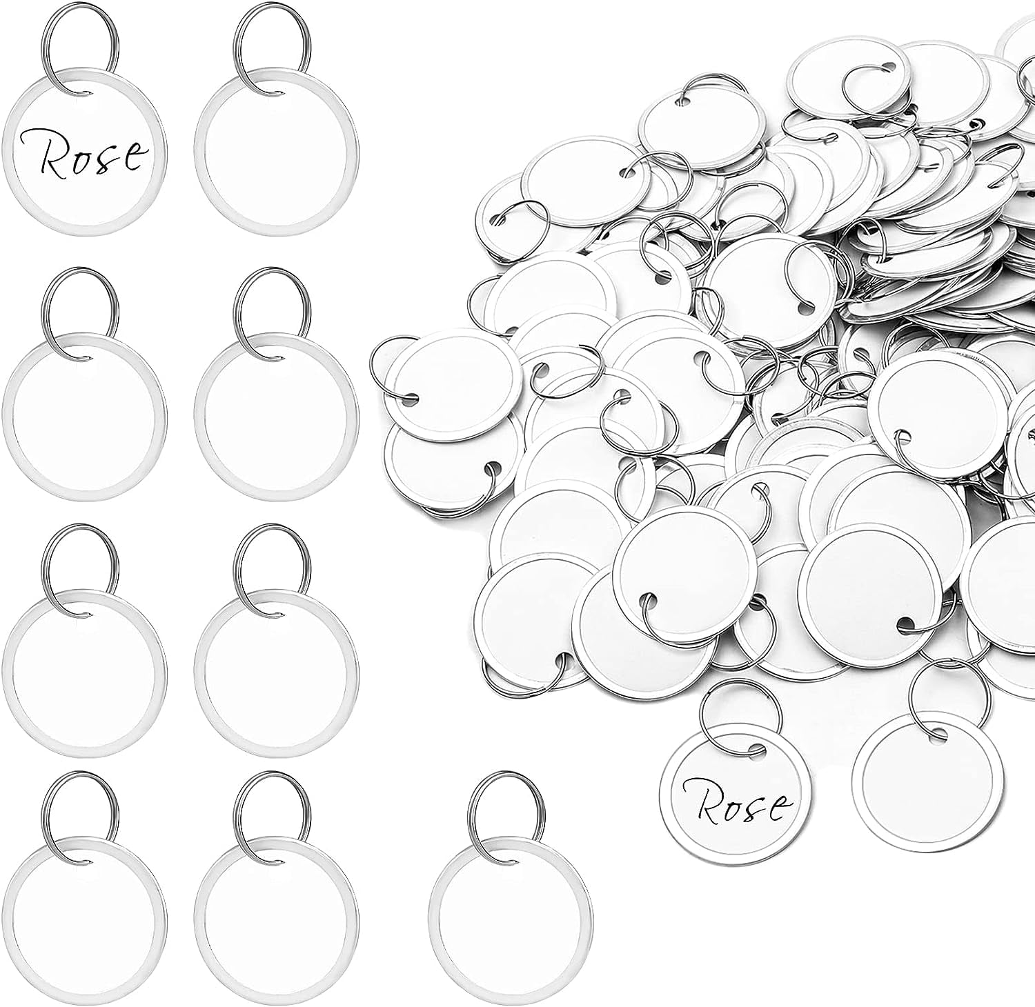 100 pcs Metal Rim Key Tags 1.22 inch, Round Paper Tags Round Key Labels ...