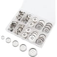 100 pcs Metal Silver Buttons for Crafts, 5 Sizes Mixed Round Sewing ...