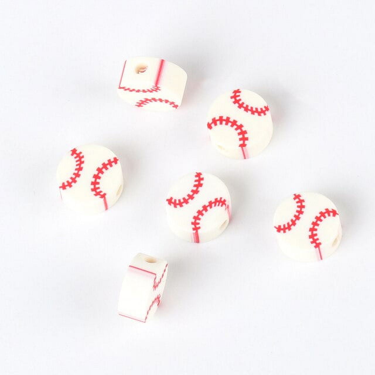 100 pcs New Basketball Baseball Rugby Polymer Clay Beads Loose Spacer ...