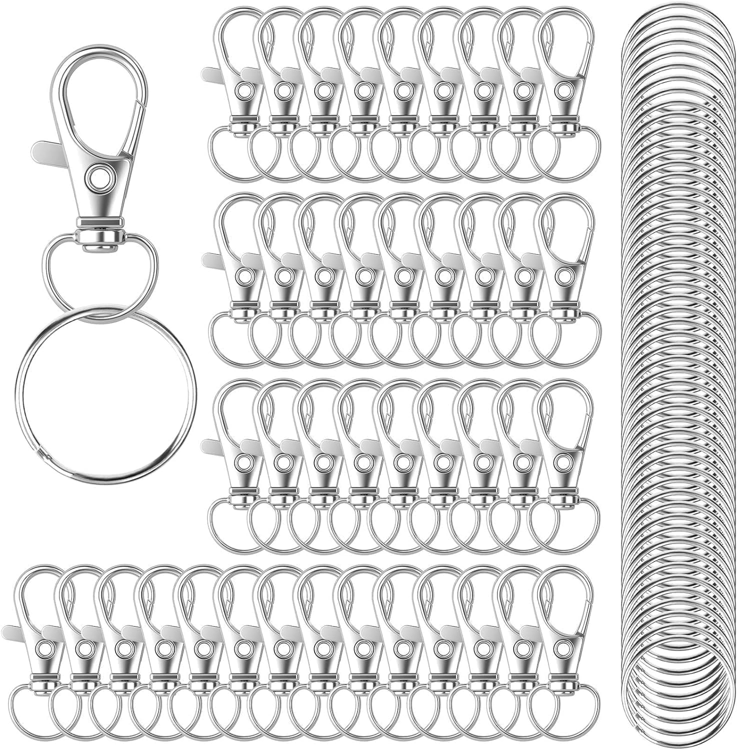 100 pcs Premium Swivel Lanyard Snap Hooks Claw Clasp with Key Chain ...
