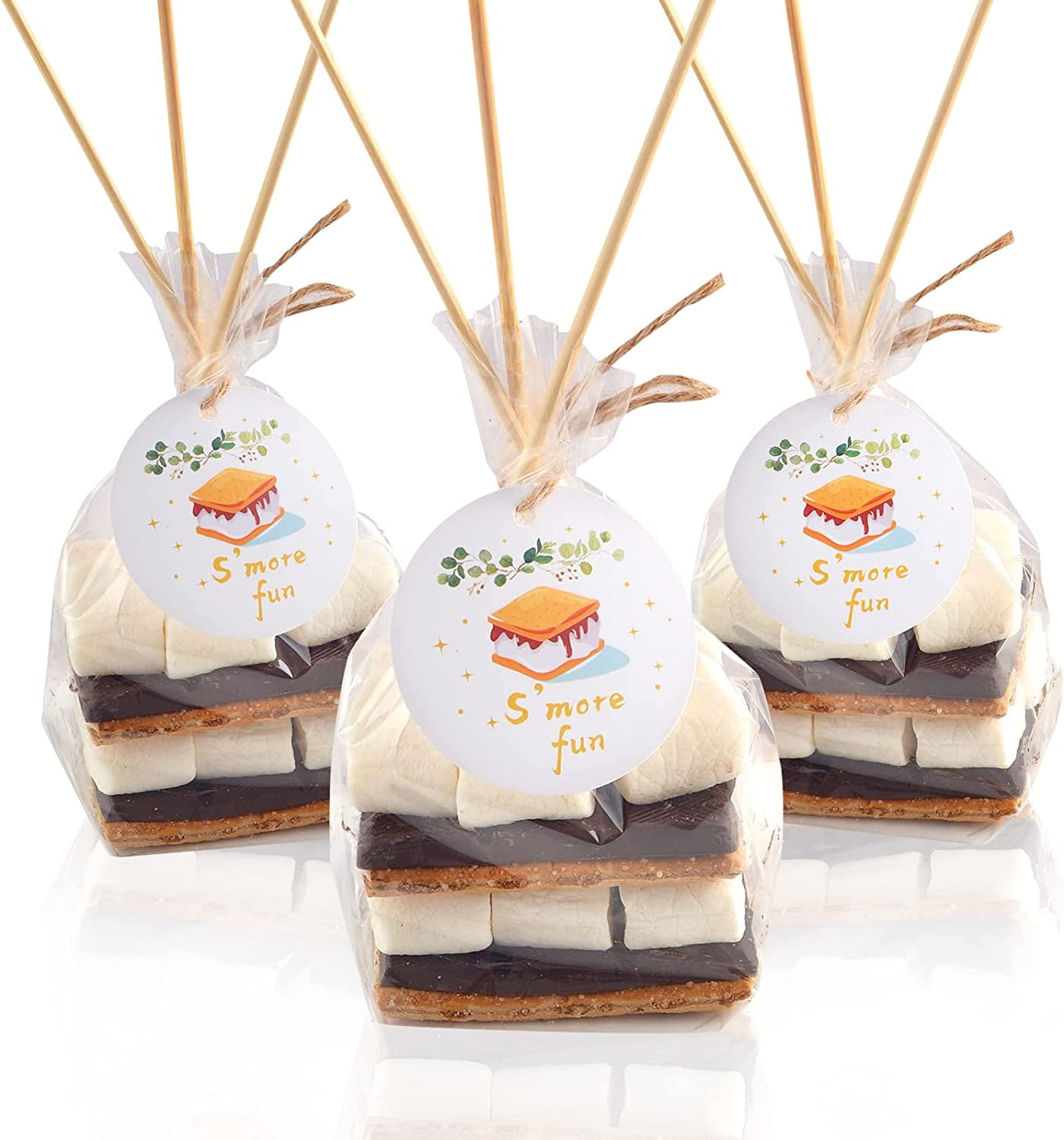 100 pcs S'more Fun Bag set Clear Gusseted Poly Bags with S'mores Fun ...