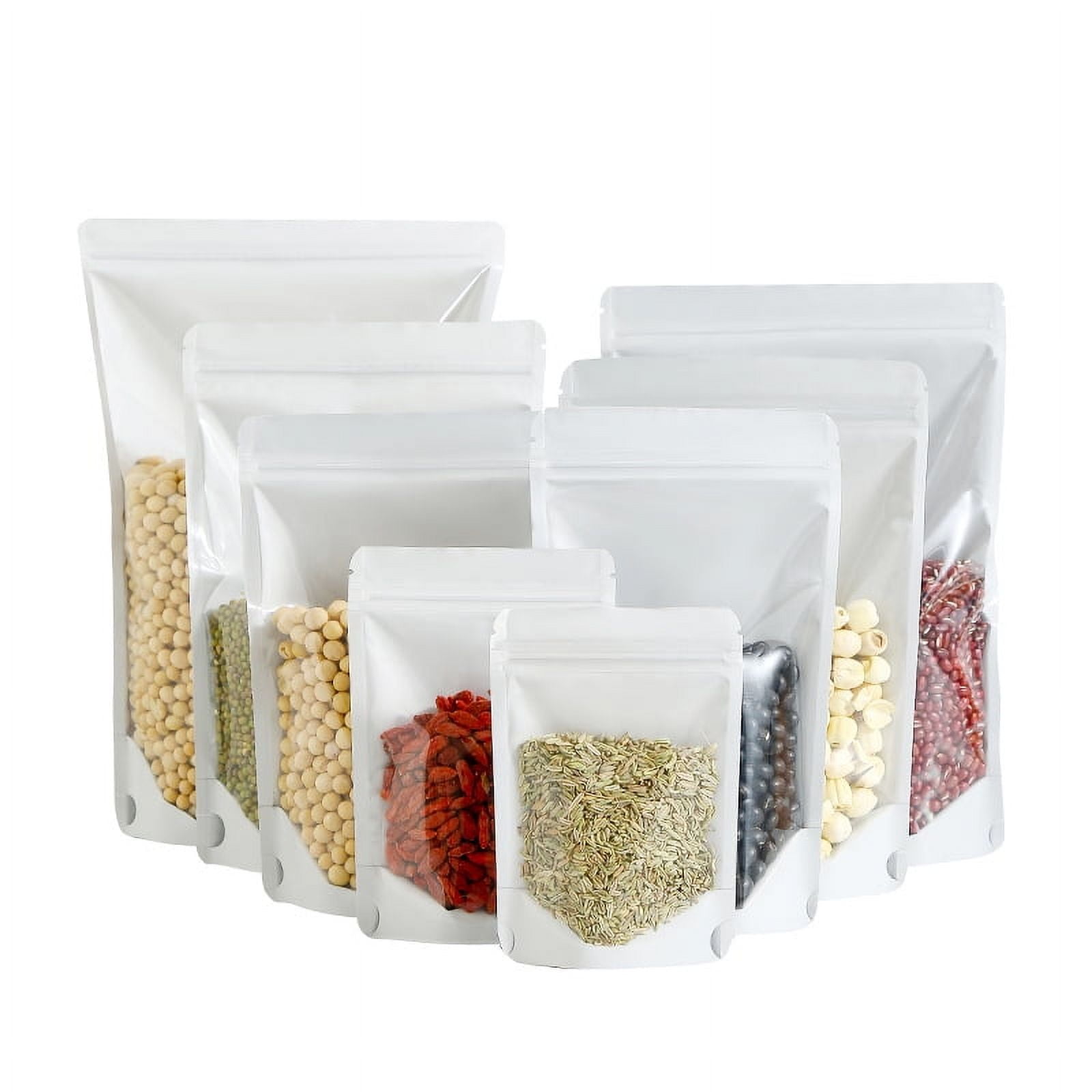 100 pcs Stand Up Clear Front Plastic Zip Lock Bag Resealable Wedding ...