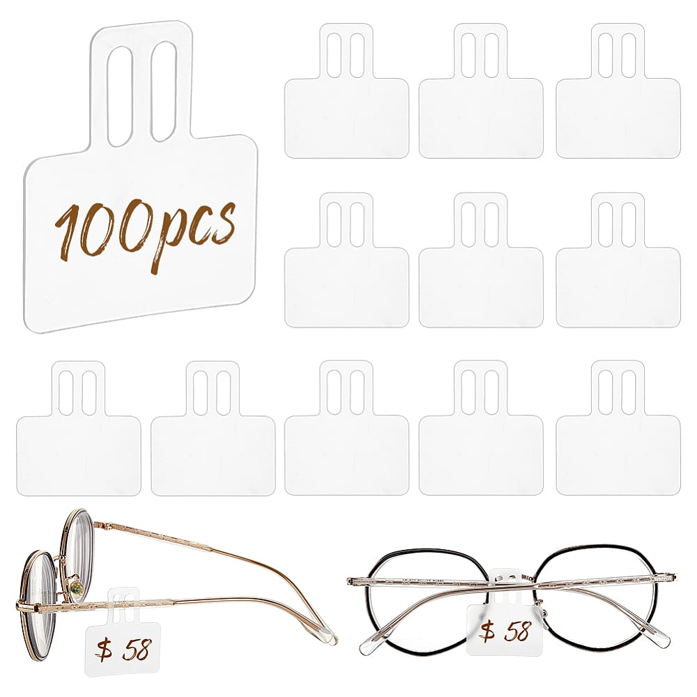 100 pcs Transparent Price Tags Sleeve for Glasses 3.7x3 cm Slip-on ...