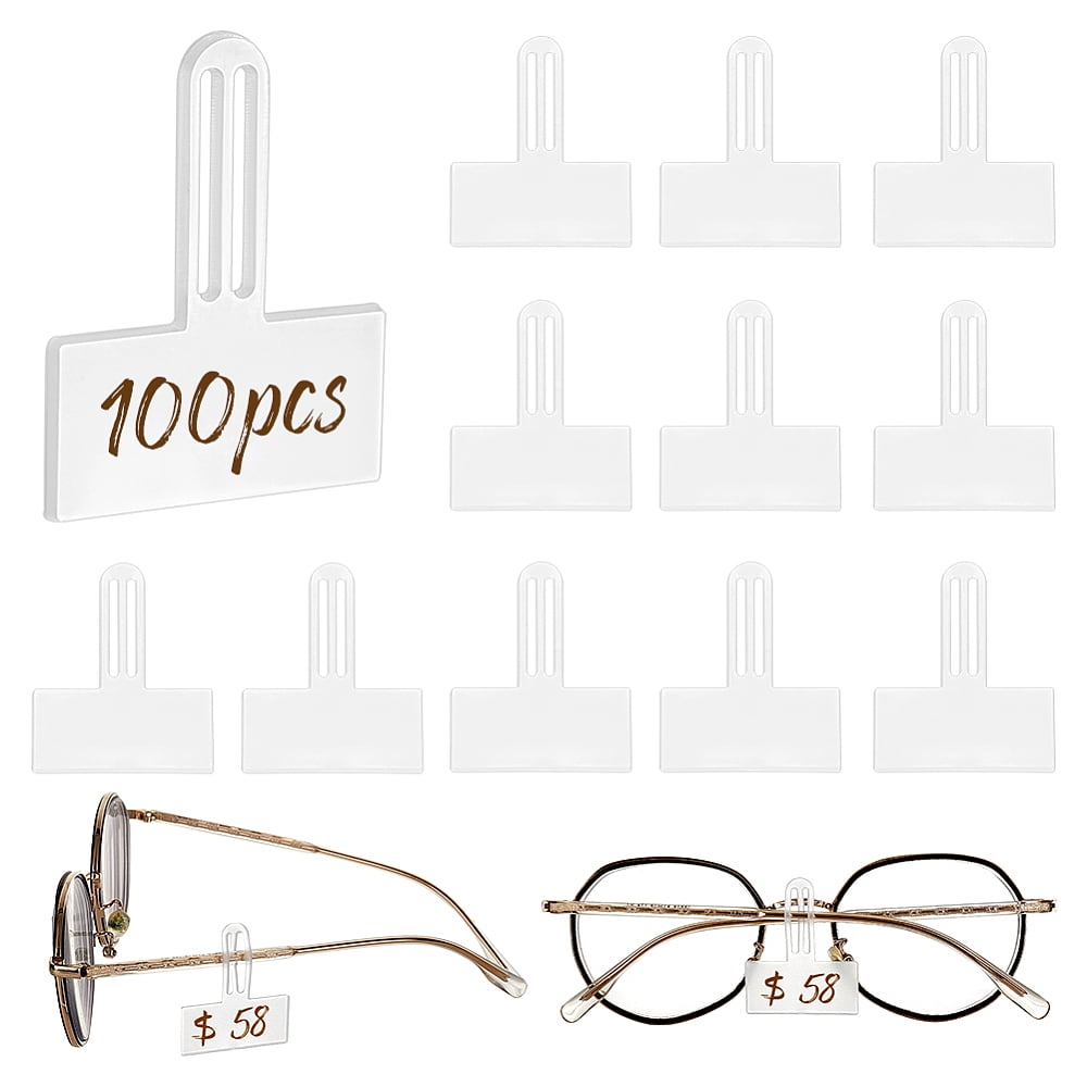 100 pcs Transparent Price Tags Sleeve for Glasses 3.7x3 cm Slip-on ...