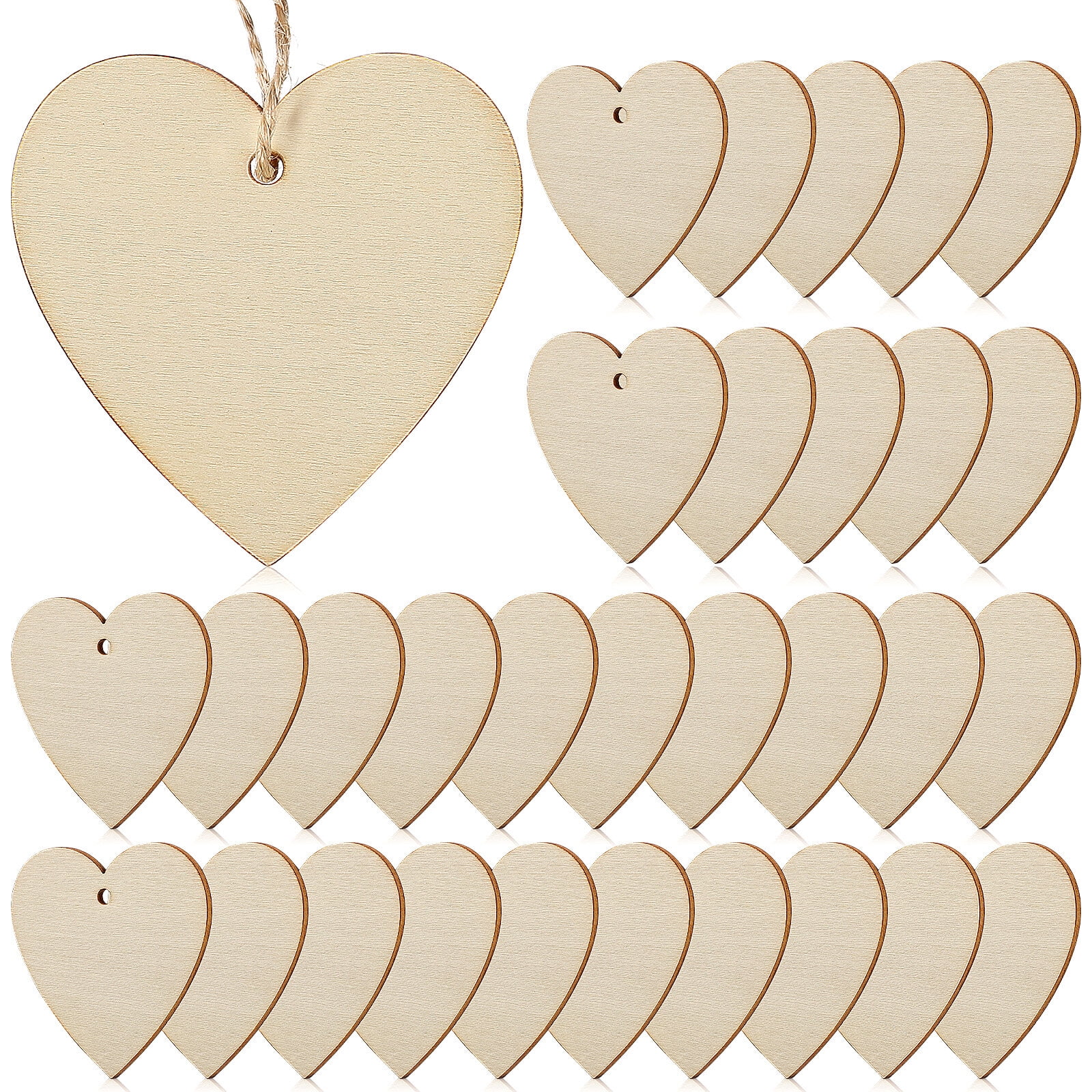100 pcs Wooden Hearts Paintable Wood Cutouts Unfinished Wood Heart ...