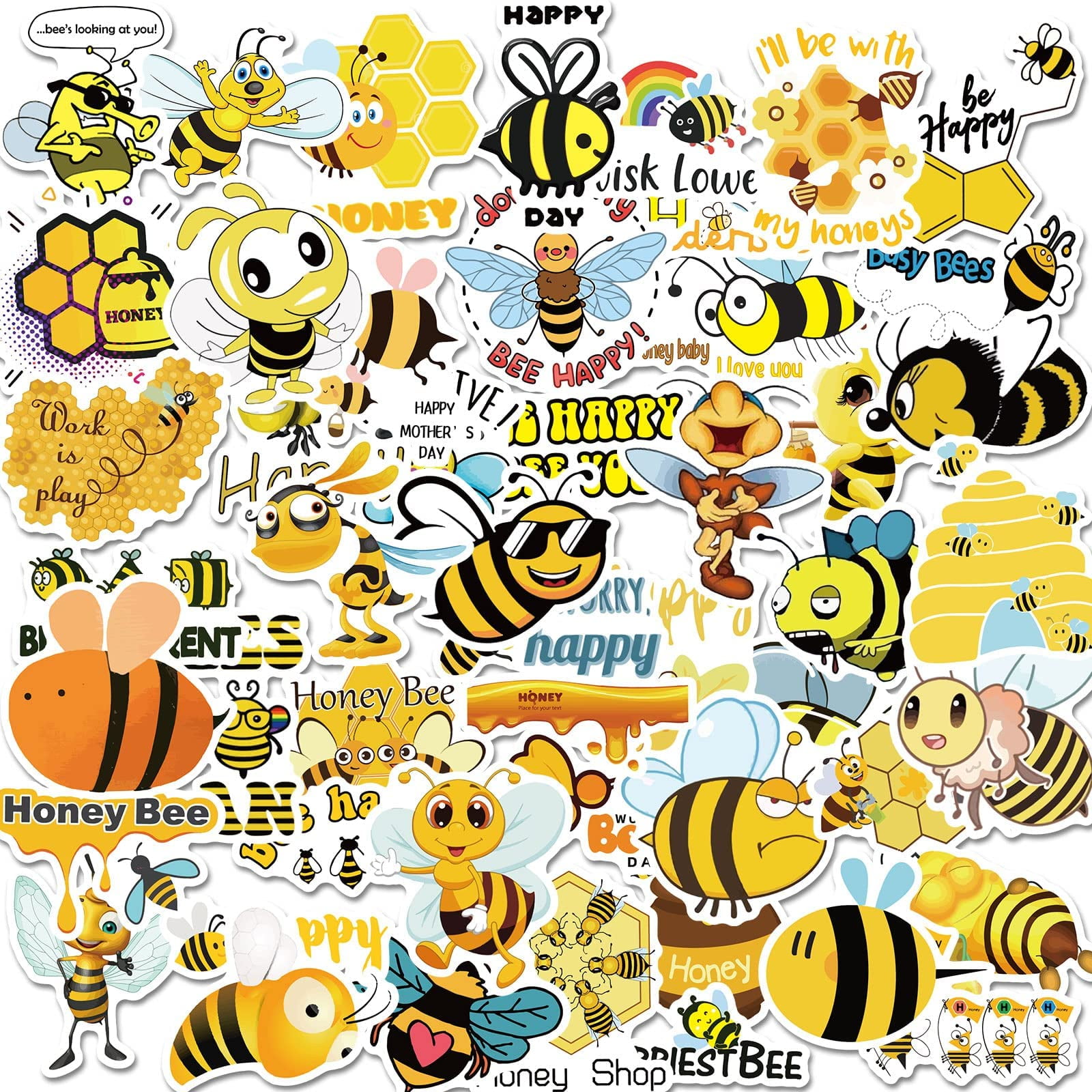 100- piece Bee Stickers - Cute Animal Stickers for Kids' Bee - themed ...