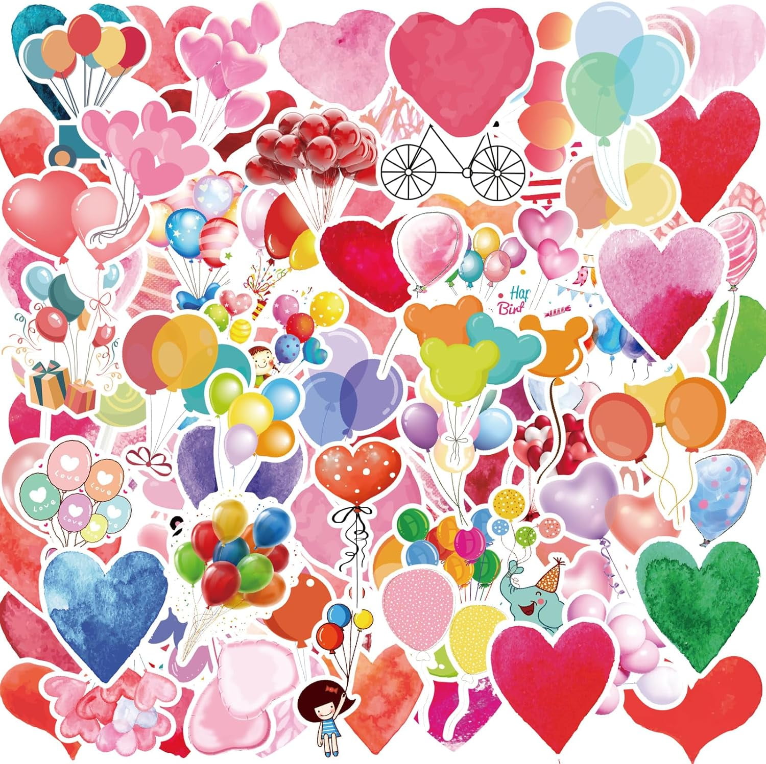 100 - piece Preppy Stickers - Mixed Girl Valentine Stickers Set. Cute ...