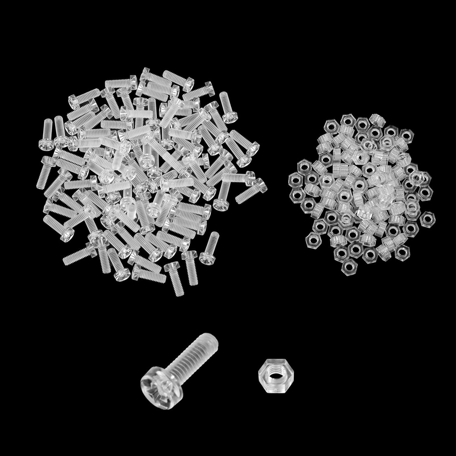 100-piece transparent acrylic screw and nut set, diameter 0.28 inches ...