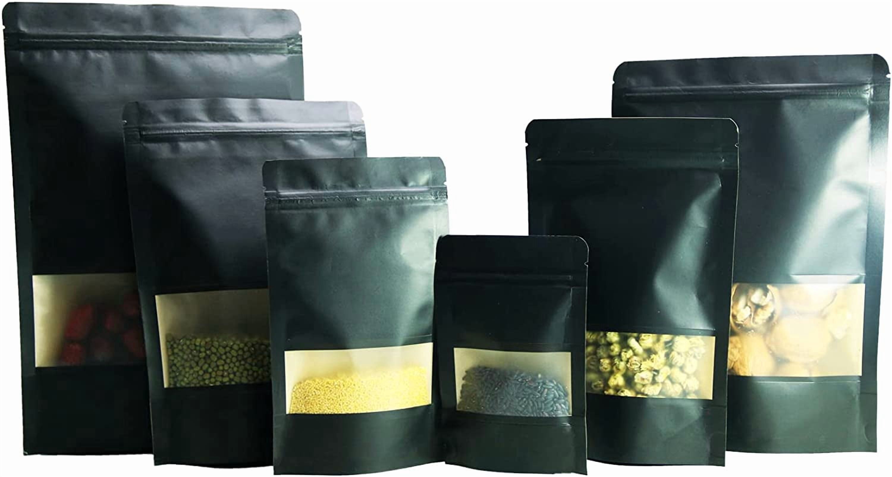 100 pieces of black kraft paper stand-up bags - mixed sizes - zipper ...