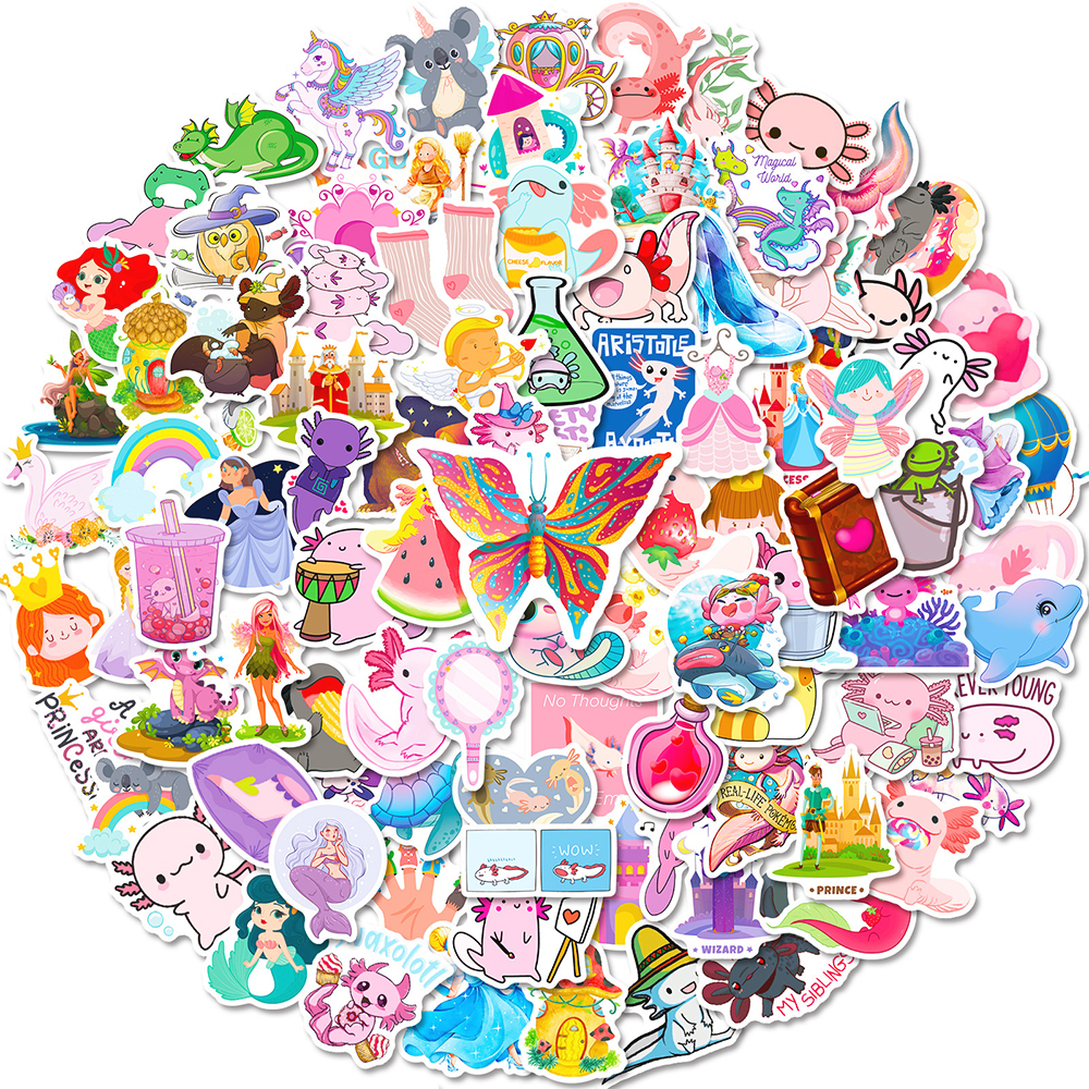 100 pink cute salamander animal stickers, graffiti stickers for girls ...