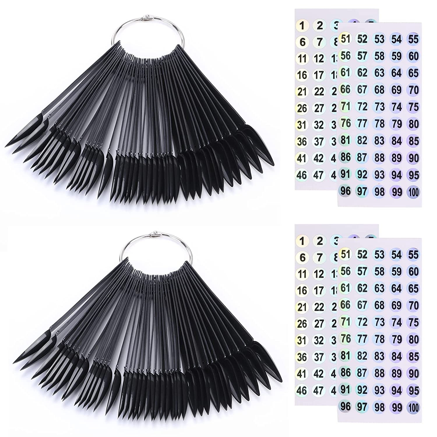 100 ps Nail Swatch Sticks with Number Stickers, Nail Color Display ...