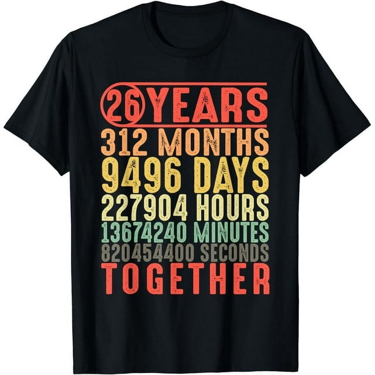 100% pure cotton 26 Year 26th Wedding Anniversary for Her Him Couple T ...