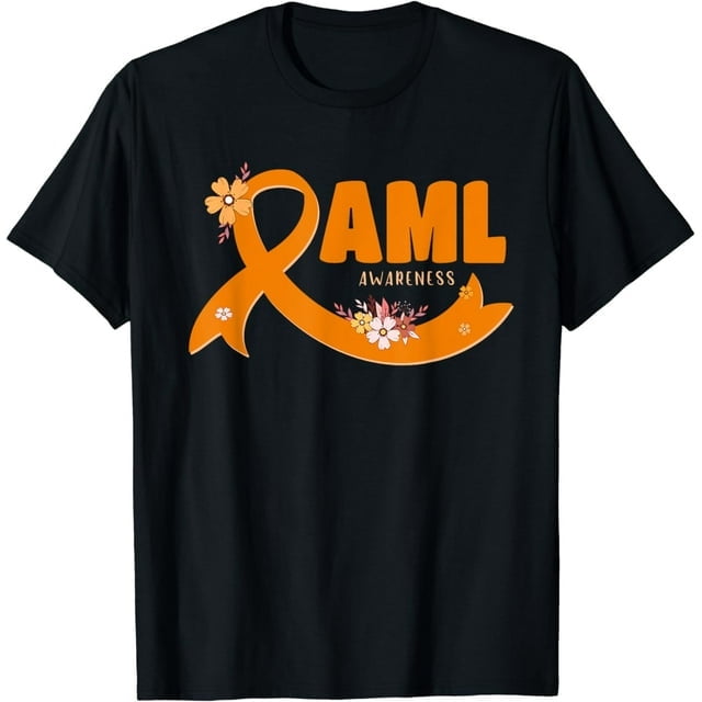 100% pure cotton Accute Myeloid Leukemia AML Floral Ribbon Orange ...