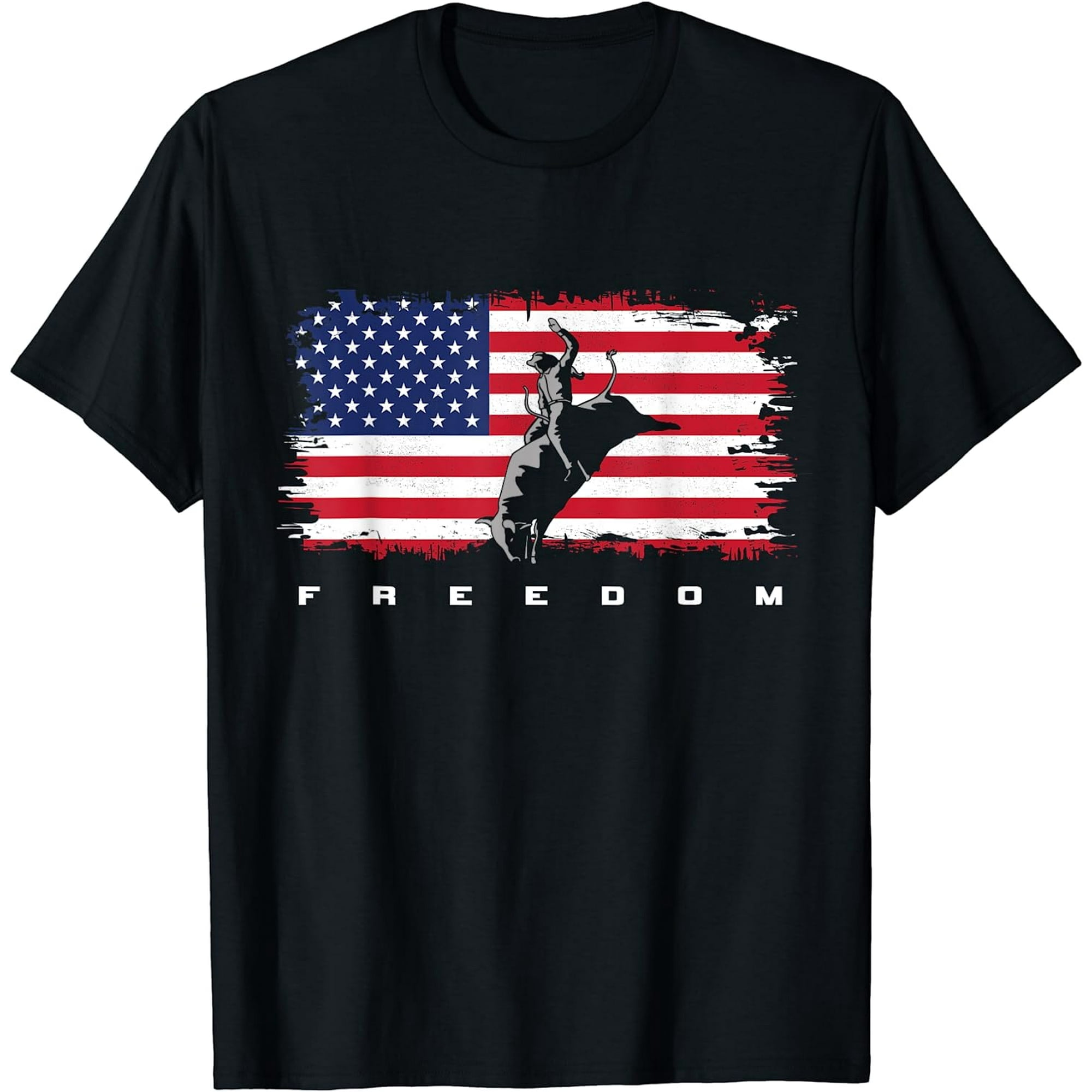 100% pure cotton American Flag Bull Riding Apparel - Rodeo T-Shirt ...