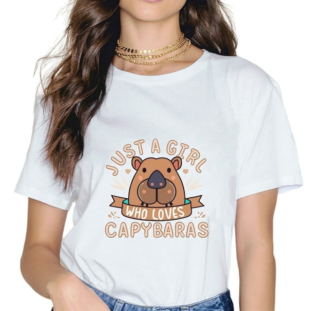 100% pure cotton Cute Capybara Shirt For Girls Just A Girl Who Loves Capybara T-Shirt - Walmart.com