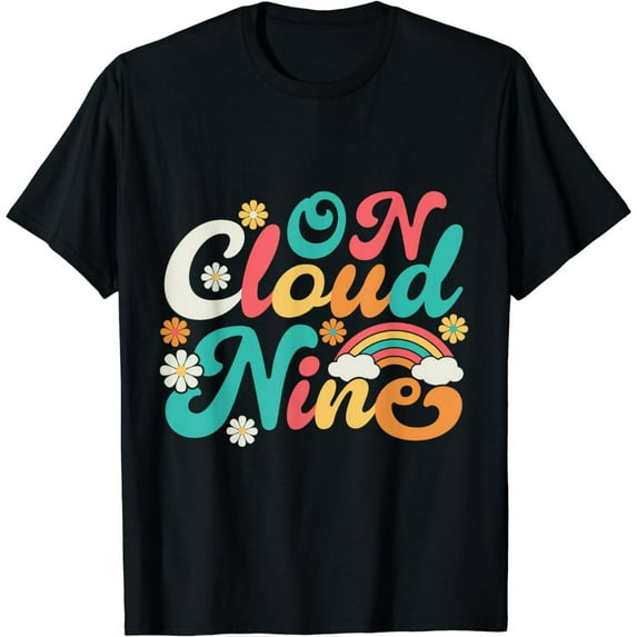 100% pure cotton Groovy On Cloud Nine Flower Retro Happy 9th Birthday 9 ...