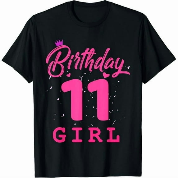 100% pure cotton Happy Birthday Shirt, Girls 11th Party 11 Years Old ...