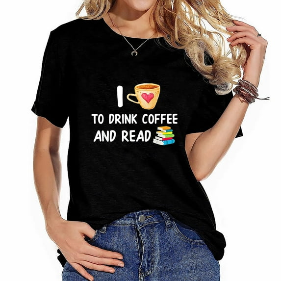 100% pure cotton I Love To Drink Coffee And Read Reading Book Nerd T ...