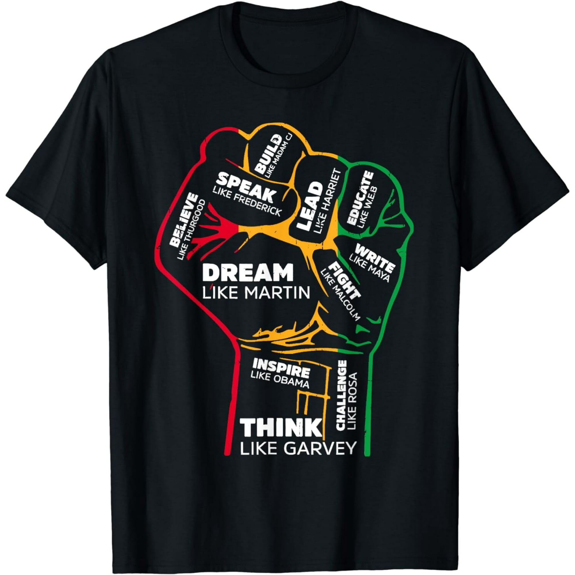 100% pure cotton Inspiring Black Leaders Power Fist Hand Black History ...