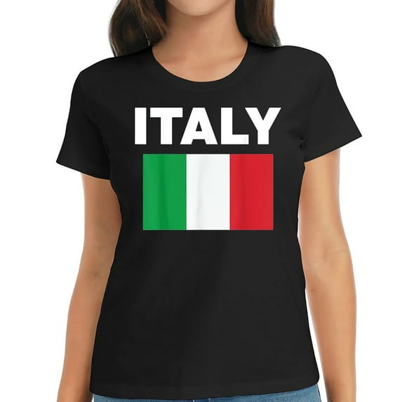 100% pure cotton Italy Italian Flag Heritage Short Sleeve Women's T ...